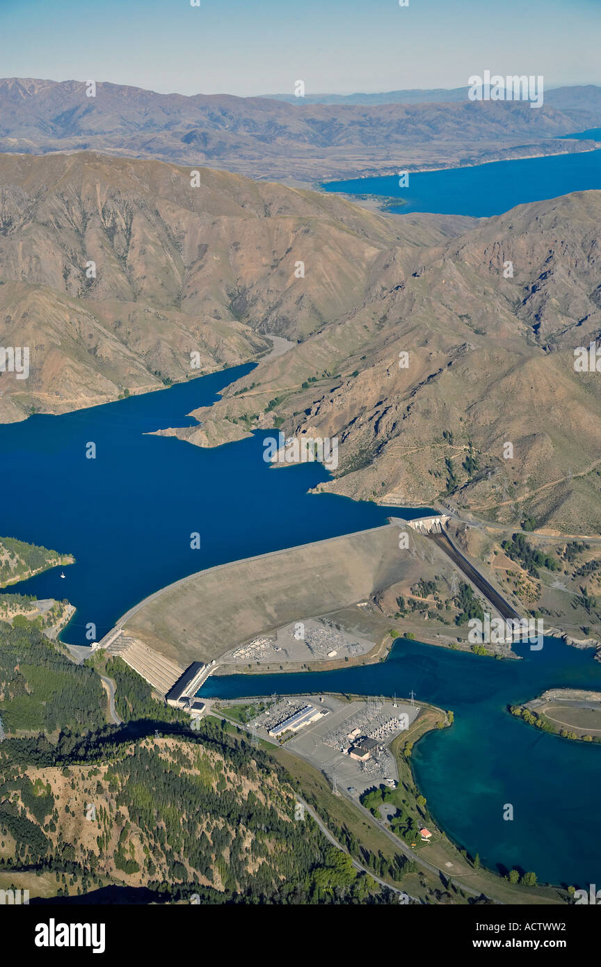 Benmore Dam Waitaki Valley North Otago South Island New Zealand aerial ...