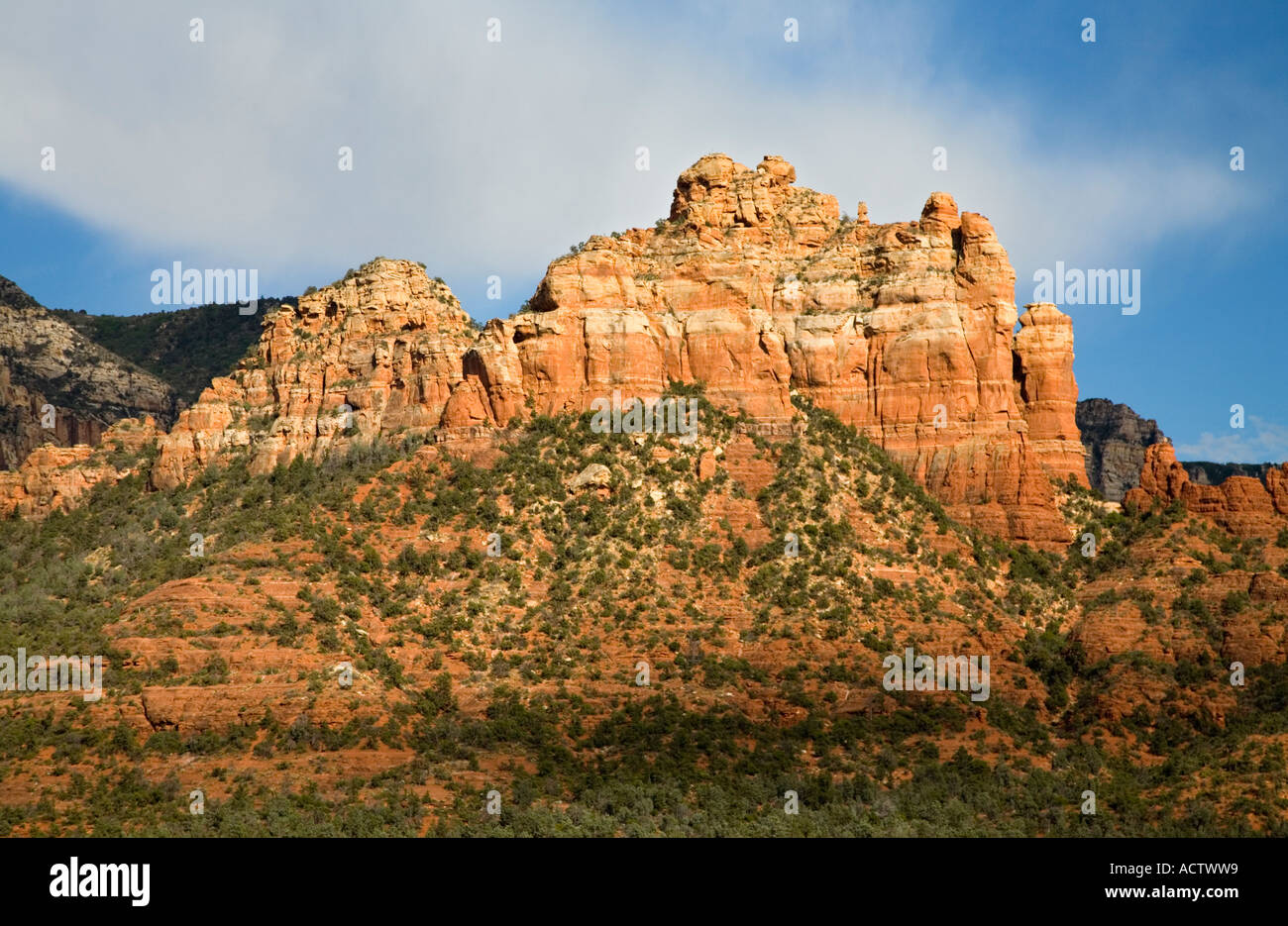 Striated red and white rock formations from Hillside, Sedona, Arizona ...