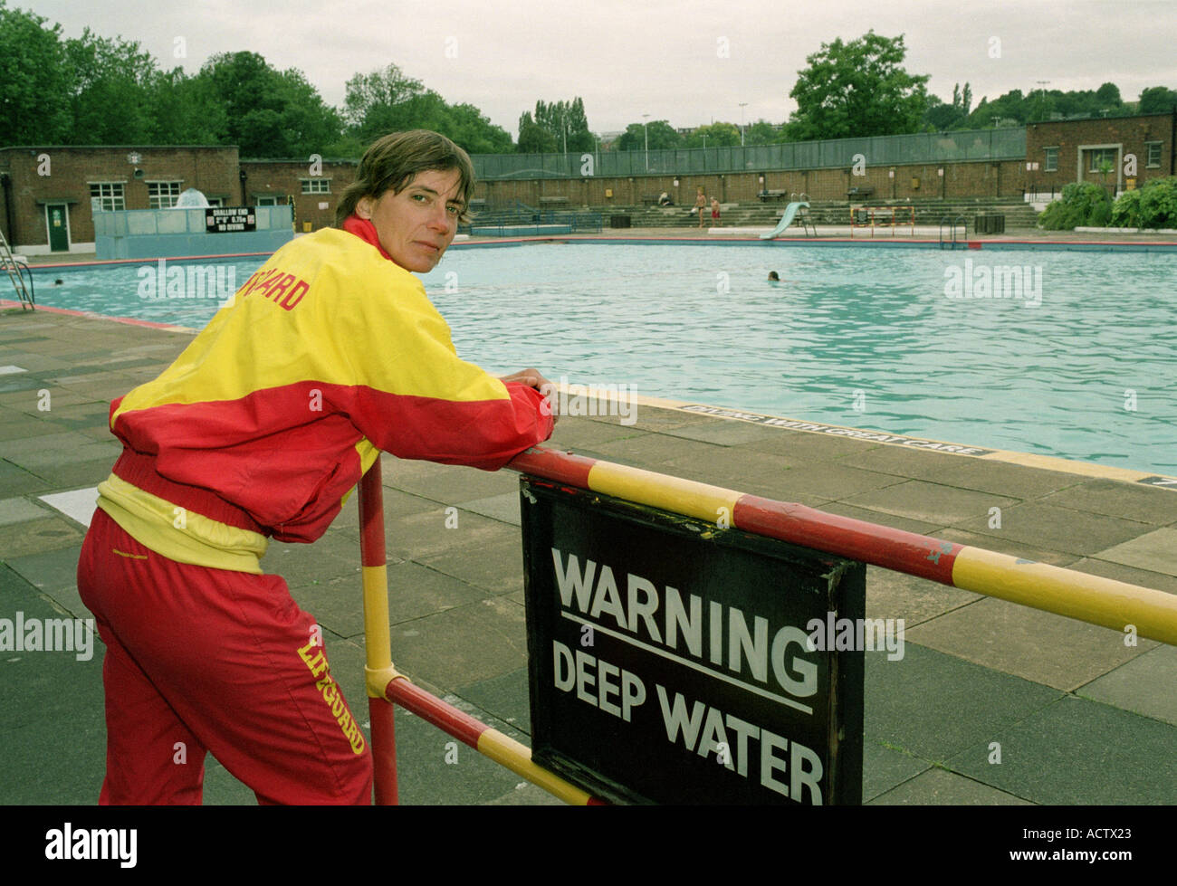 Hampstead Lido and lifeguard with the 60 metre pool pictured before a 3 ...