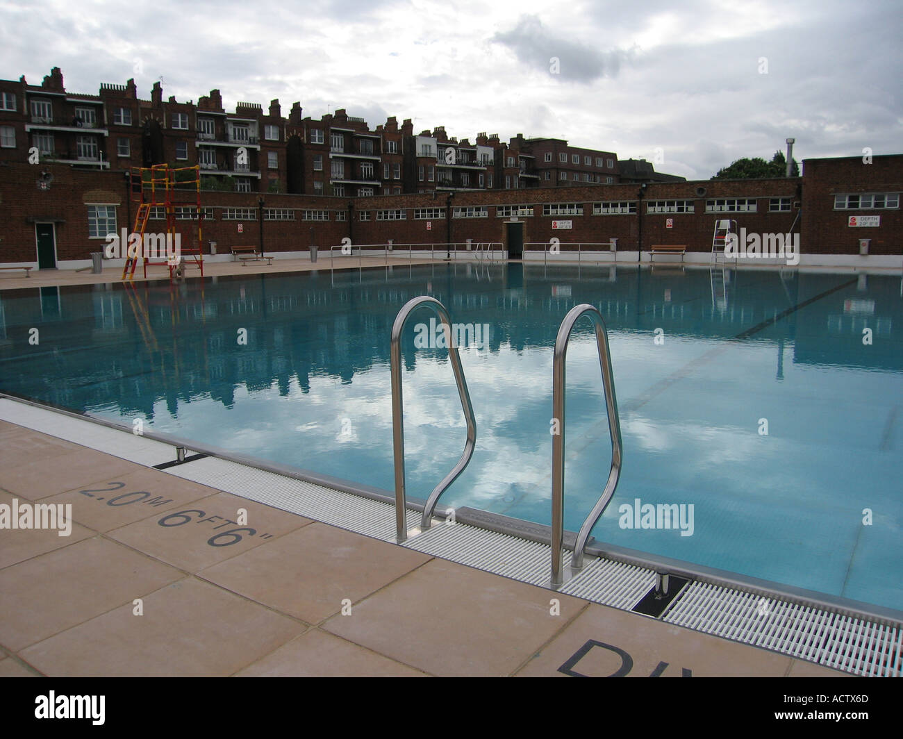 Refurbished poolside of the Hampstead Lido London UK Stock Photo - Alamy