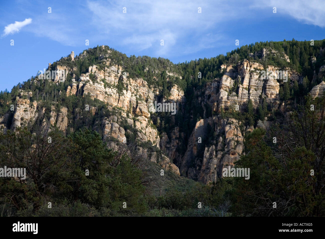 Striated white rock formation, Schnebly Hill Road, Oak Creek Canyon ...