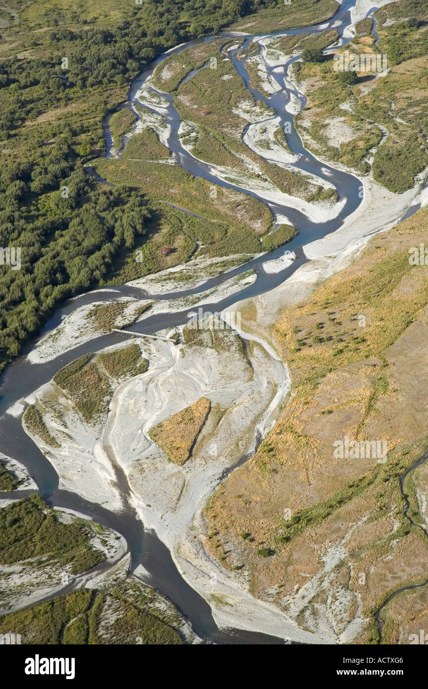 Ahuriri River near Omarama North Otago South Island New Zealand aerial ...