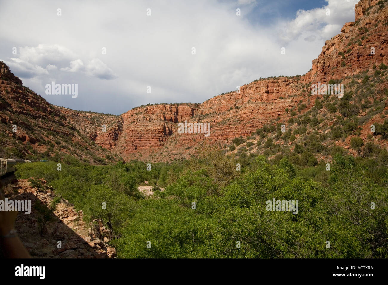 Red rocks and green river bed, Verde Canyon wilderness as seen from ...
