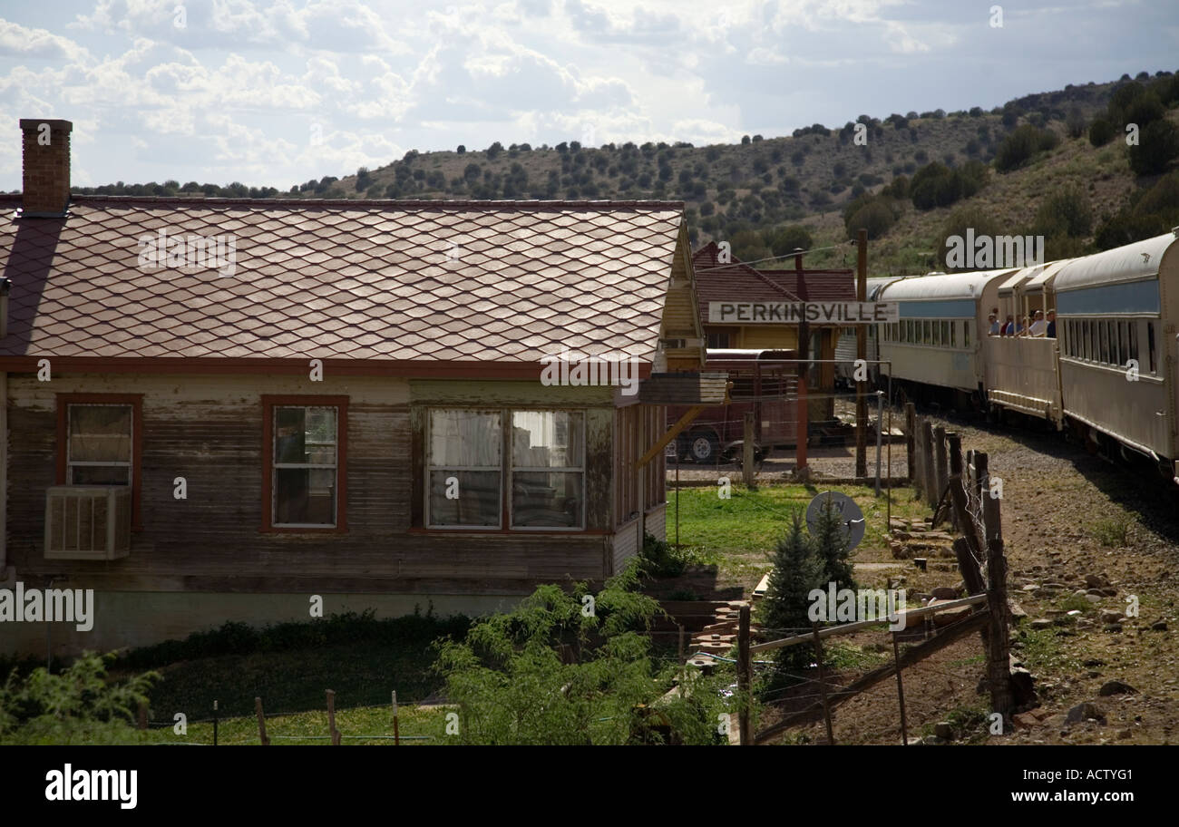 Perkinsville ghost ranch as seen from Verde Canyon Railroad, Arizona ...