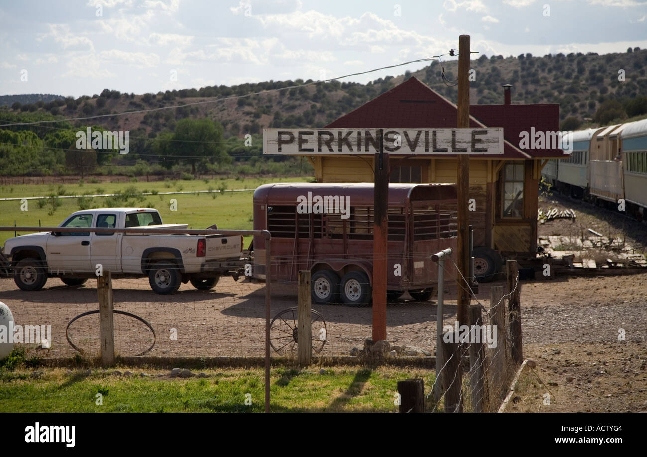 Perkinsville ghost ranch as seen from Verde Canyon Railroad, Arizona ...
