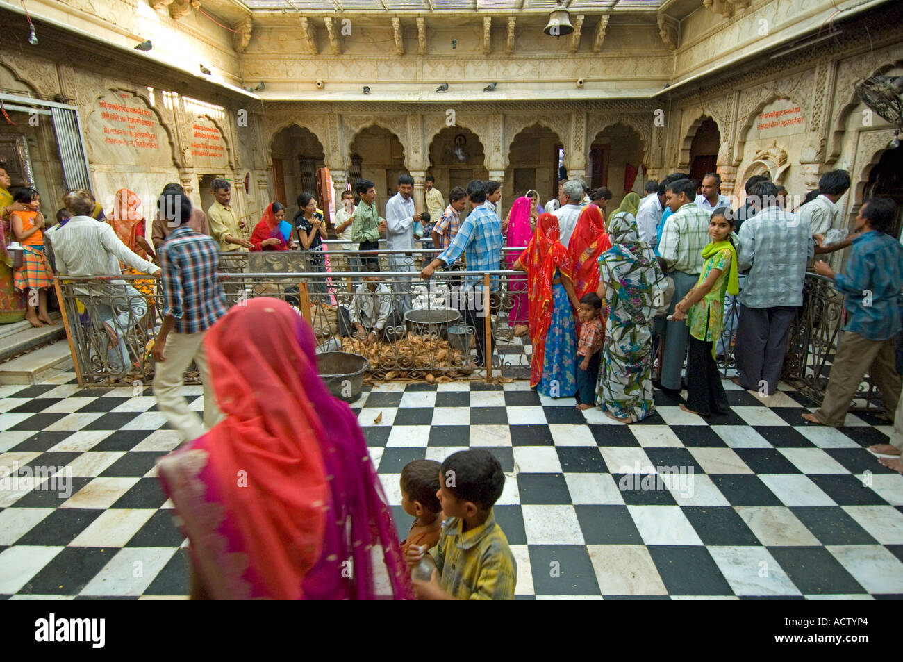 Wide angle view of the inside of the Karni Mata Temple (Rat Temple ...