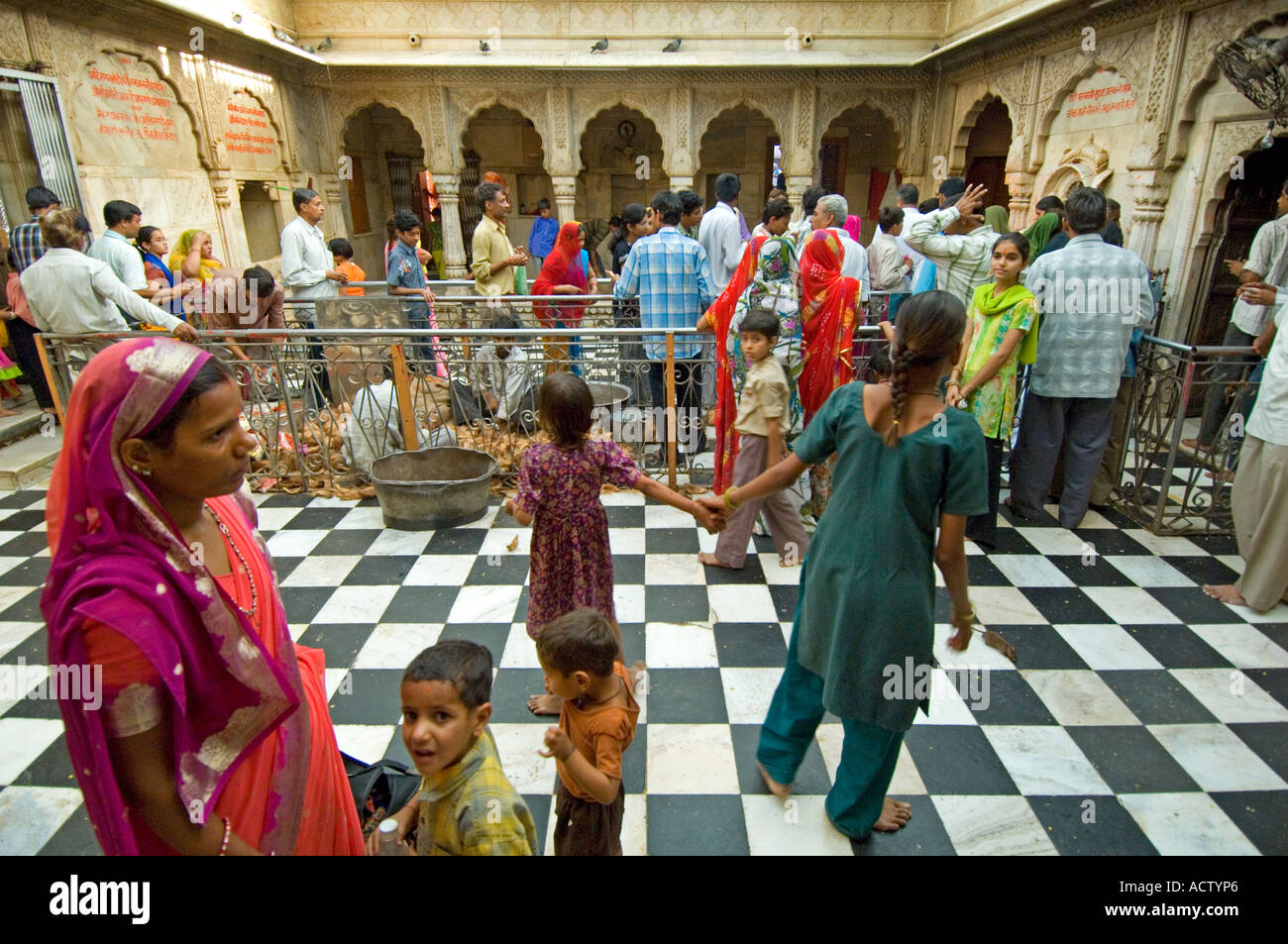 Wide angle view of the inside of the Karni Mata Temple (Rat Temple ...