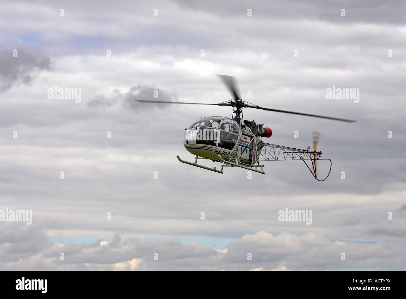 Aerospatiale SE-313B Alouette 11 HA-PPC helicopter in flight at ...