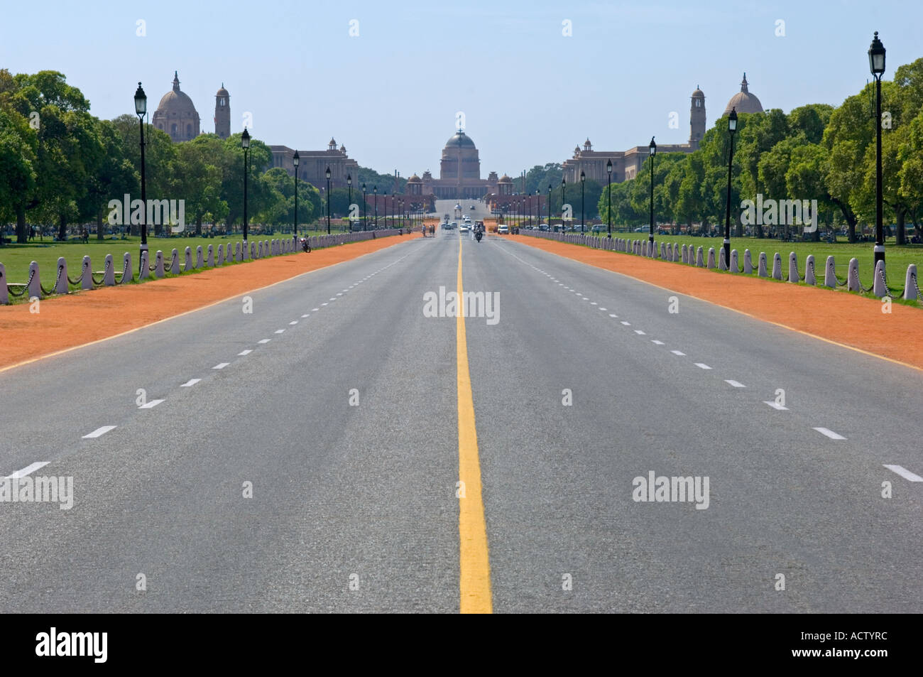 Wide angle view of the Western end of Rajpath with the dome of ...