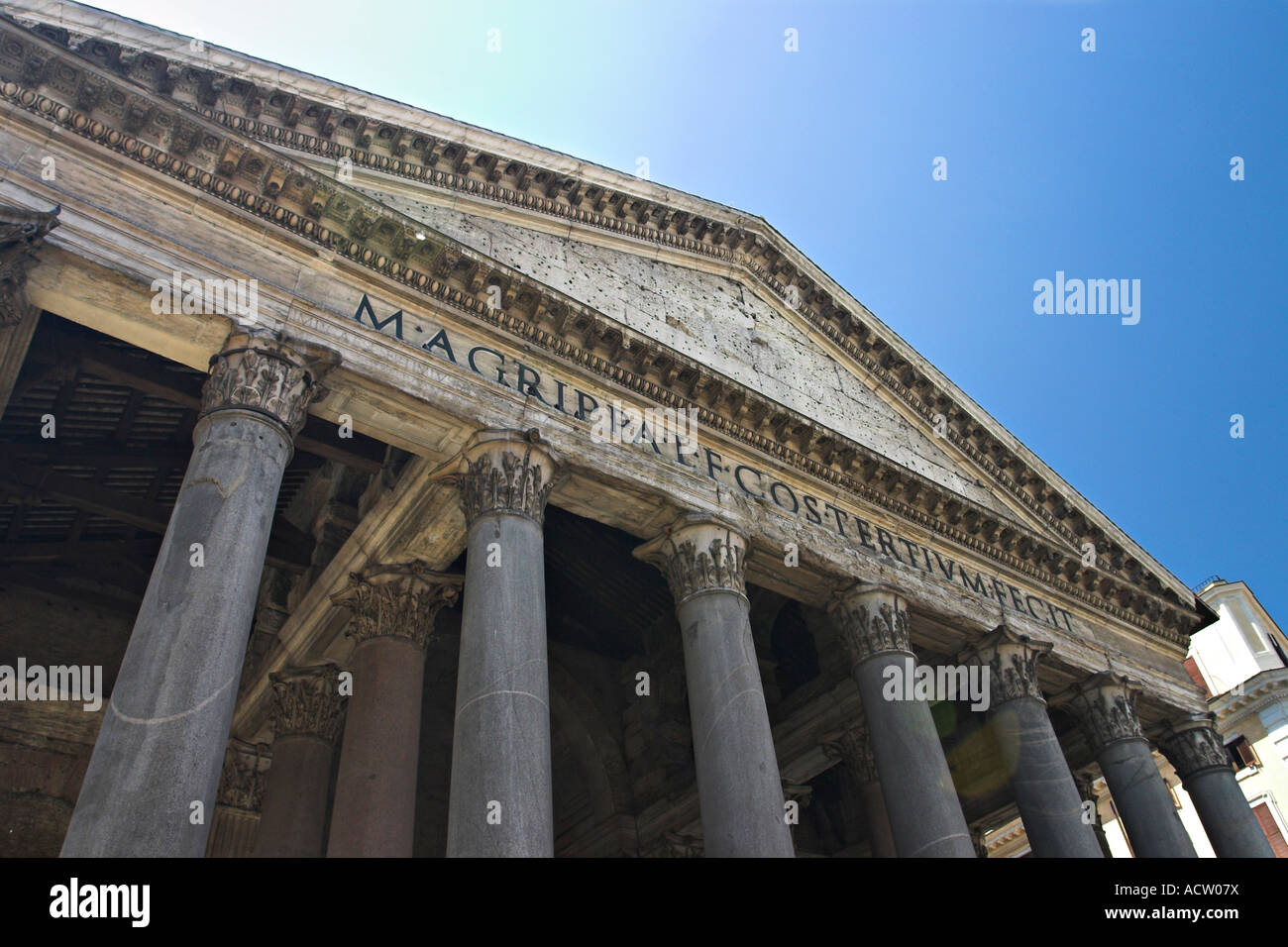 Pantheon Facade: A dramatic view of the front columns of Rome's pantheon Stock Photo - Alamy