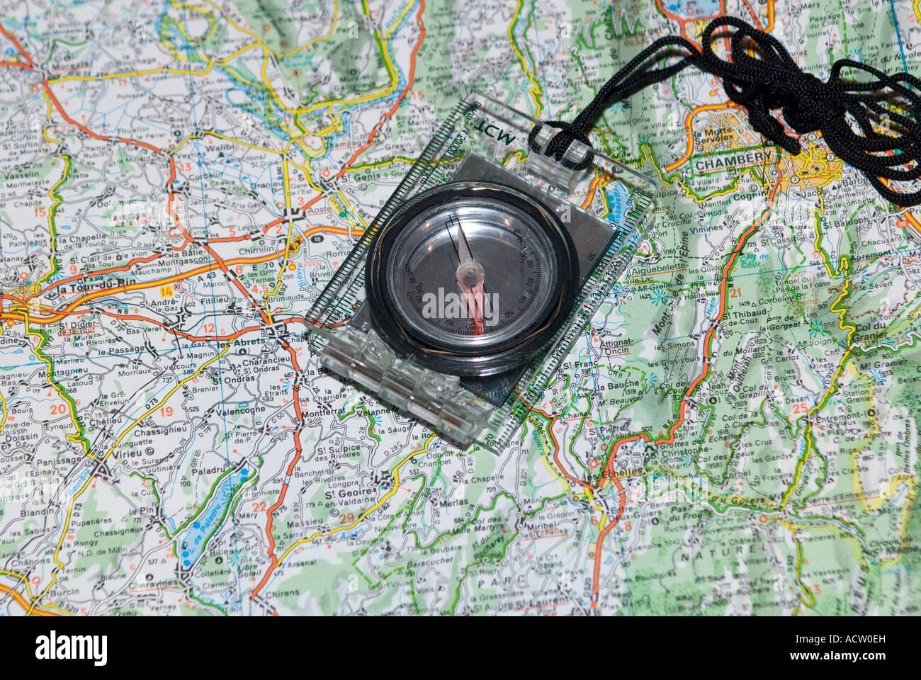 Compass and map of France Stock Photo - Alamy