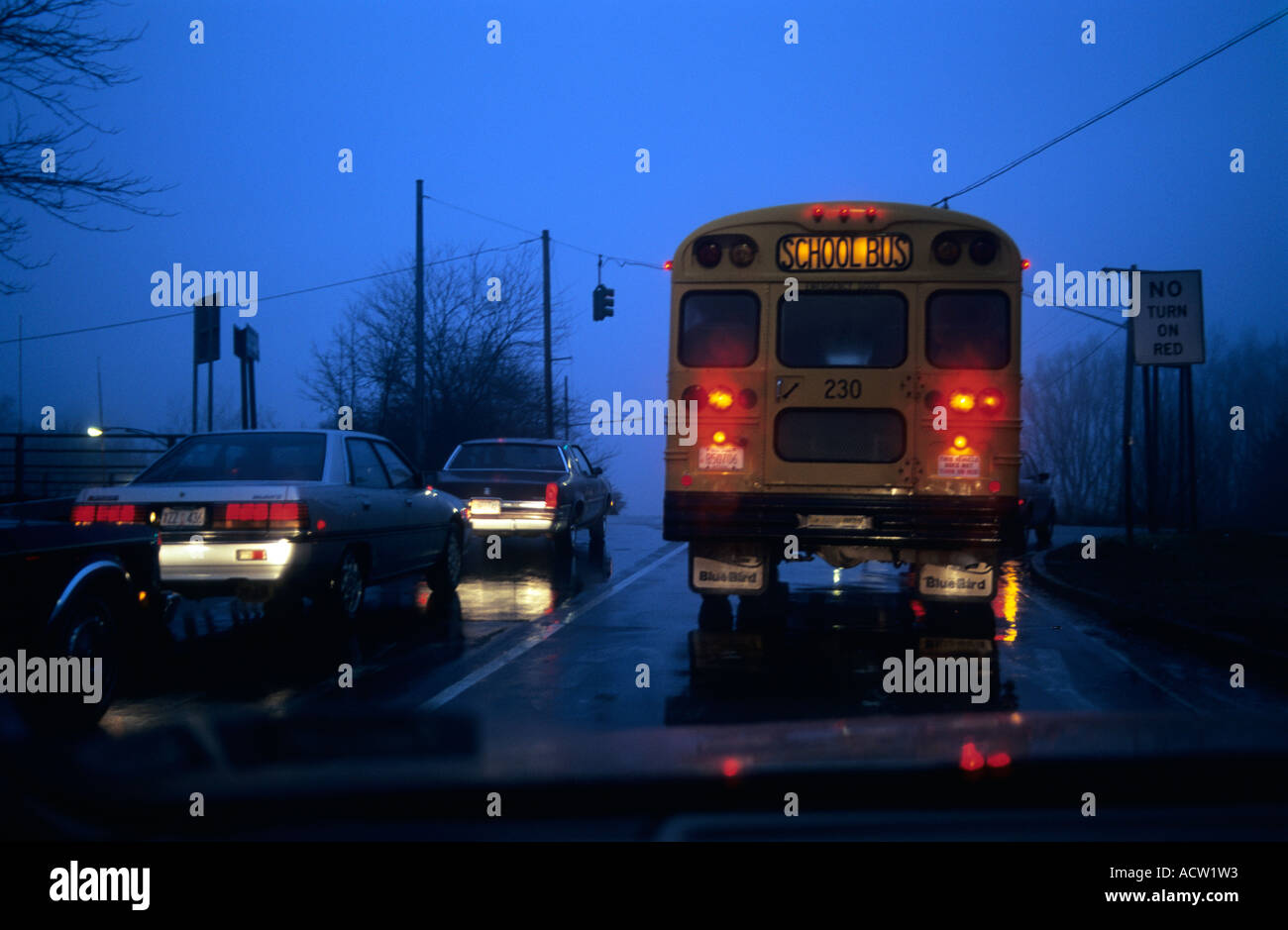 School bus in rain storm hi-res stock photography and images - Alamy