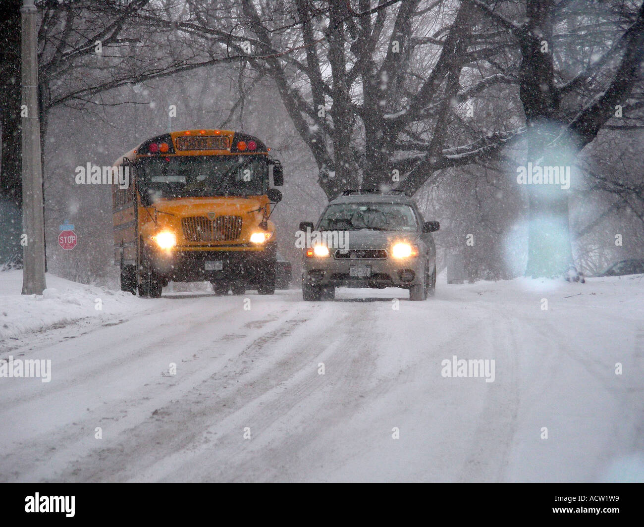 School bus in winter Stock Photo - Alamy