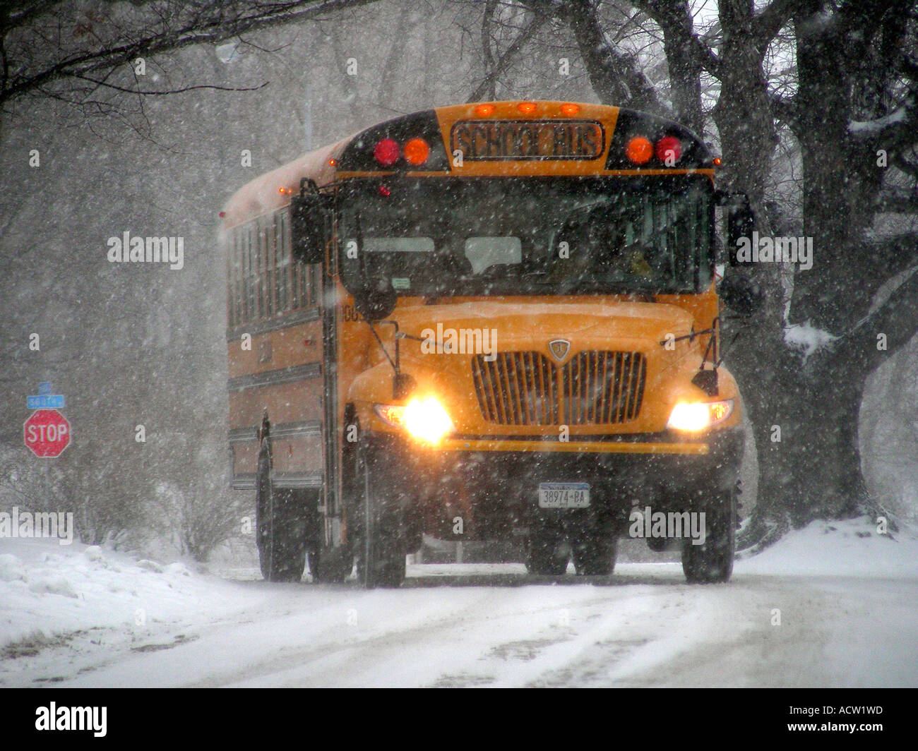 School bus in winter Stock Photo - Alamy