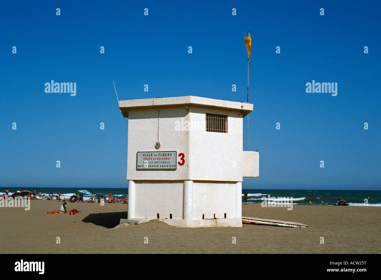 Baywatch tower at the French Mediterranean coast Stock Photo - Alamy