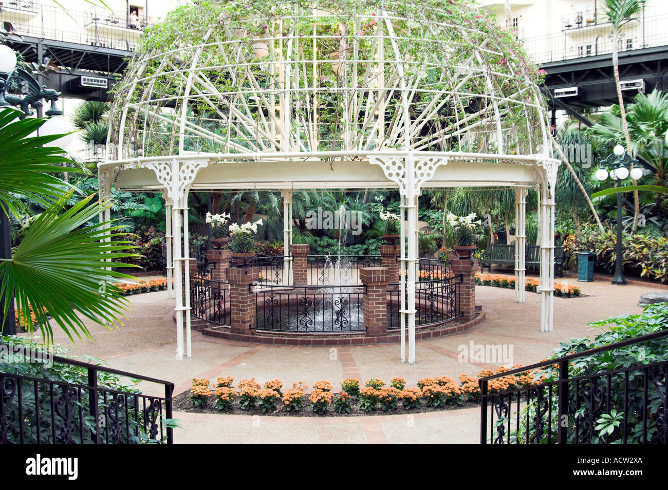Decorative fountain and gazeebo at the Convention Center atrium in ...
