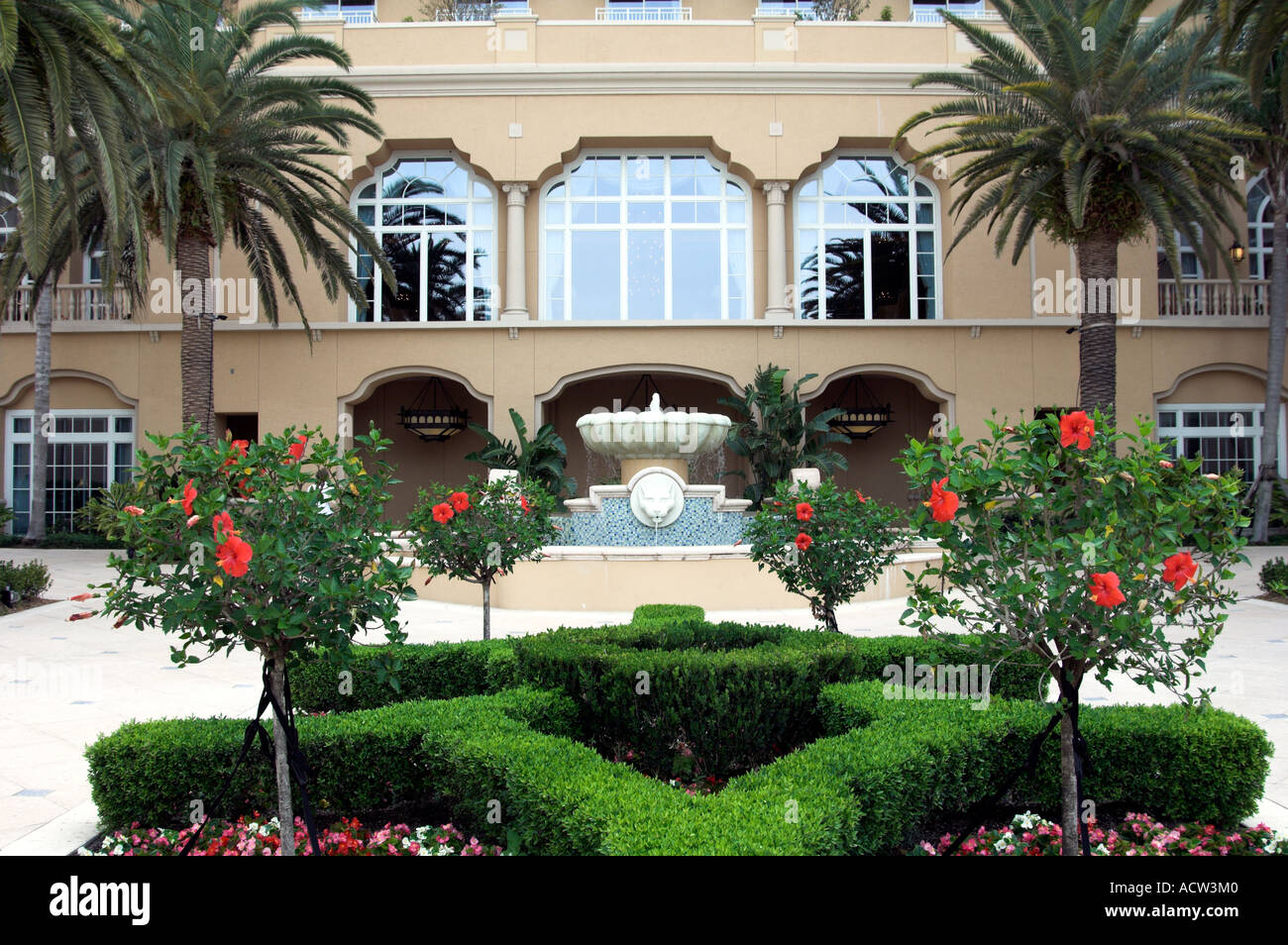 An outdoor courtyard at the Ritz Carlton Resort in Orlando Florida USA ...