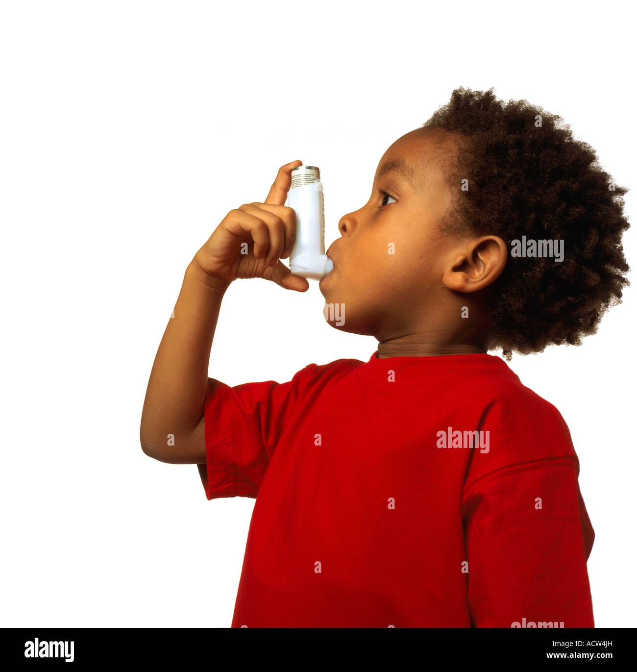 Boy with inhaler Stock Photo - Alamy