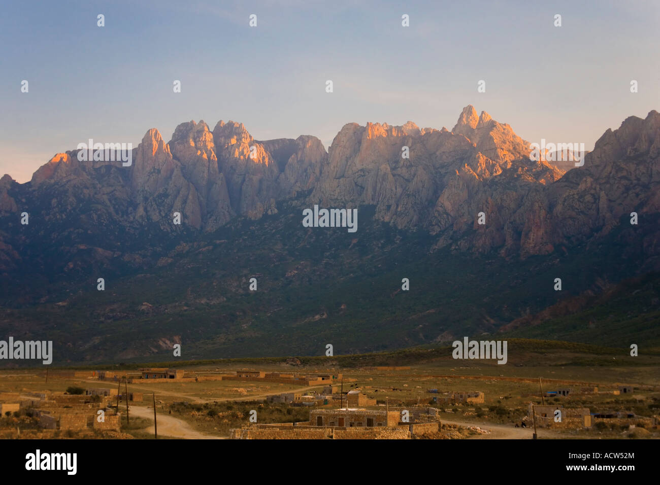 Looking towards the towering mountain of Socotra from Hadibu the ...