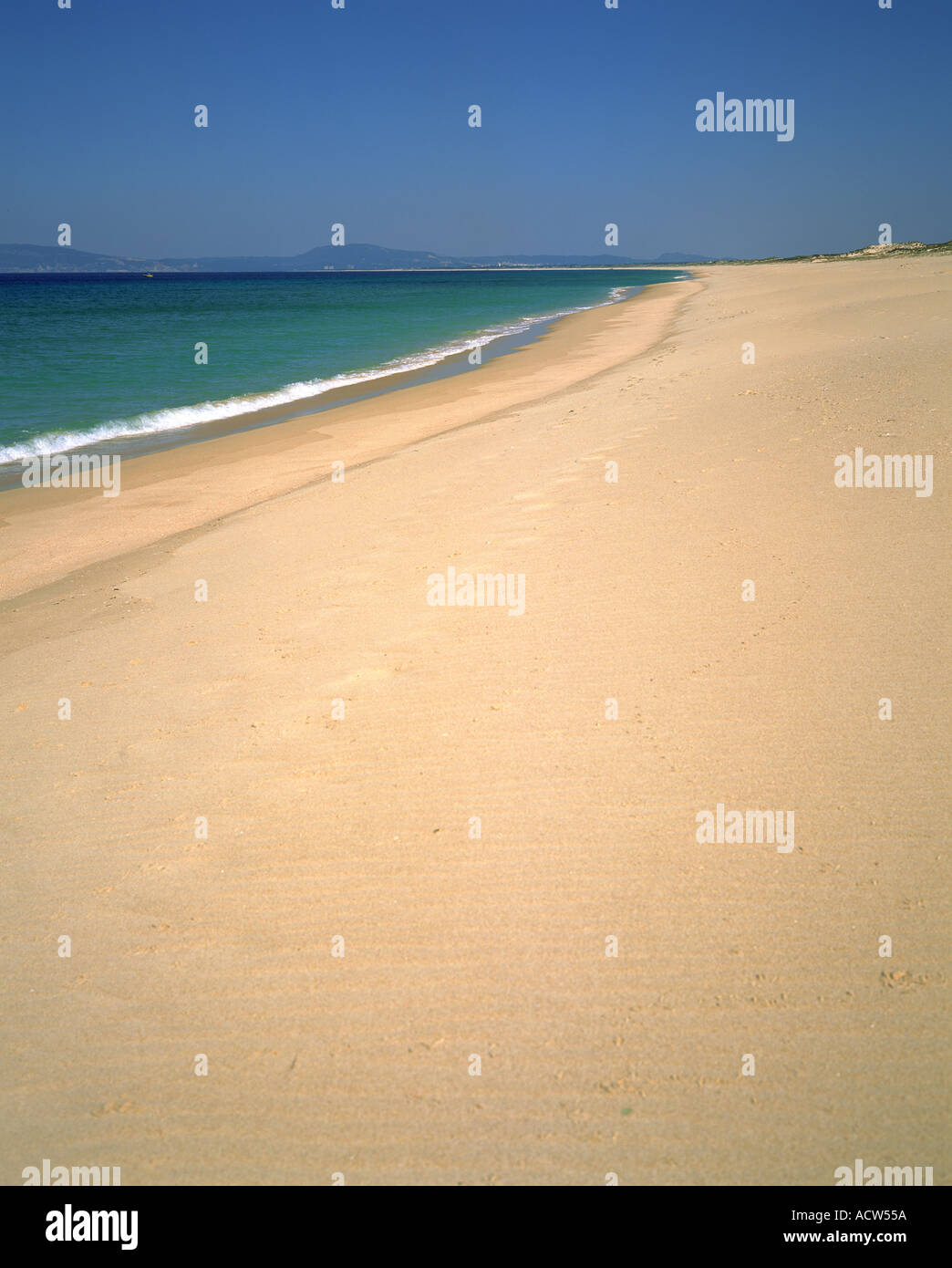 PORTUGAL SETUBAL PENINSULA DE TROIA EMPTY SANDY BEACH ATLANTIC OCEAN ...