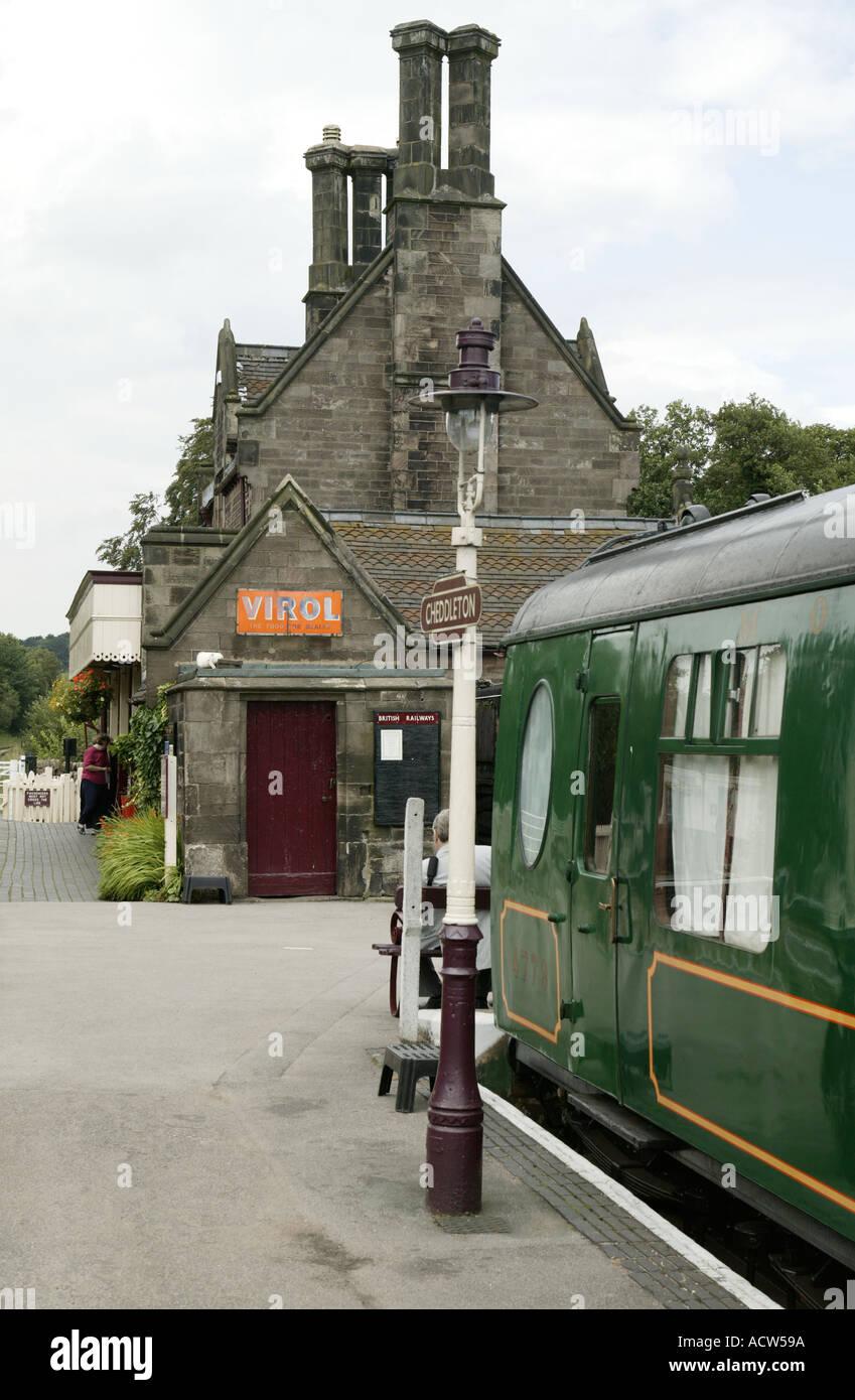 Churnet Valley Railway Steam train arriving at station Stock Photo - Alamy