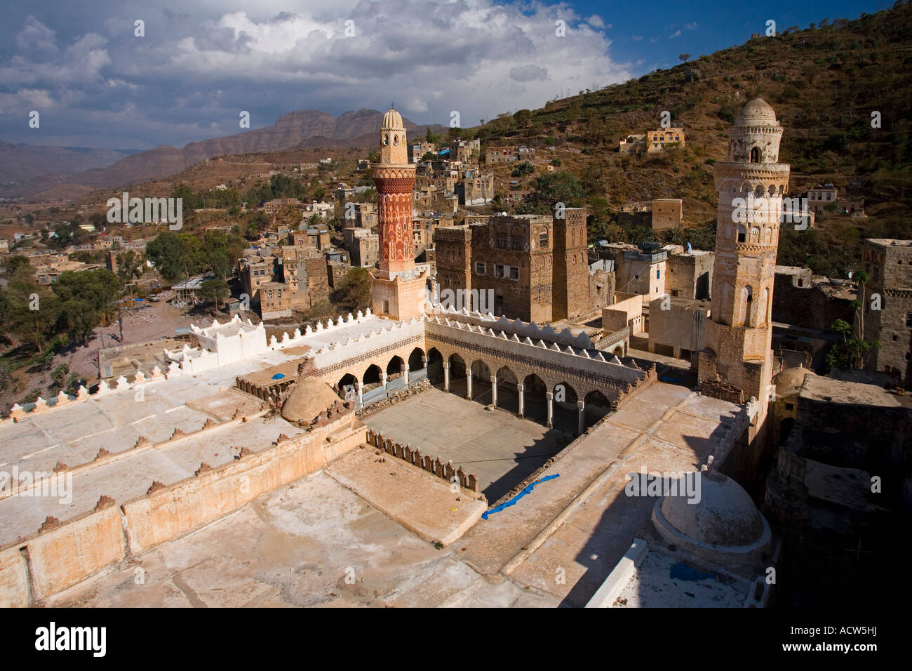 Queen Arwa Mosque in the mountain village of Jibla near Taizz Yemen ...