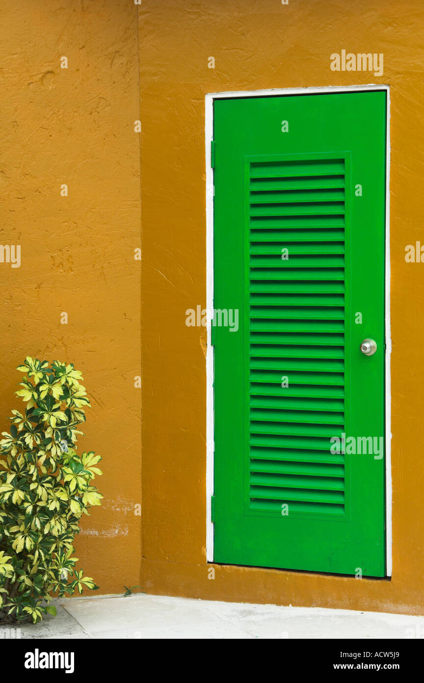 Colorful green Bahamian door on Half Moon Cay Bahamas Stock Photo - Alamy