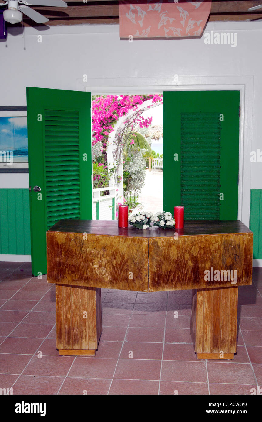 Interior of the chapel on Half Moon Cay, Bahamas, Caribbean Stock Photo ...