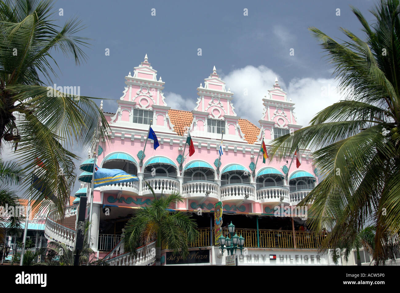 Dutch architecture in the Netherland Antilles colony in Oranjestad ...