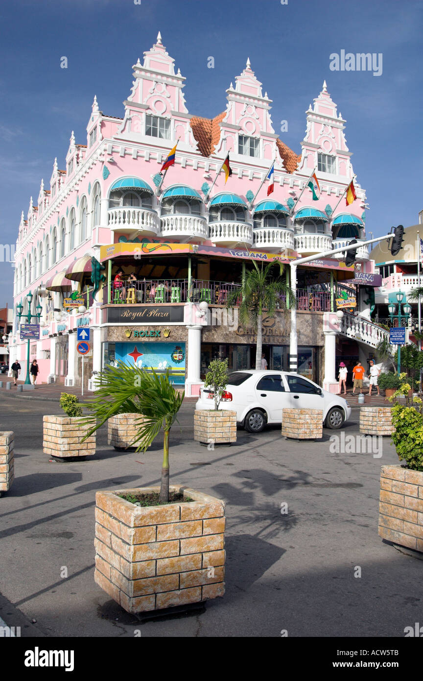 Colonial Dutch architecture along the main street of Oranjestad, Aruba ...