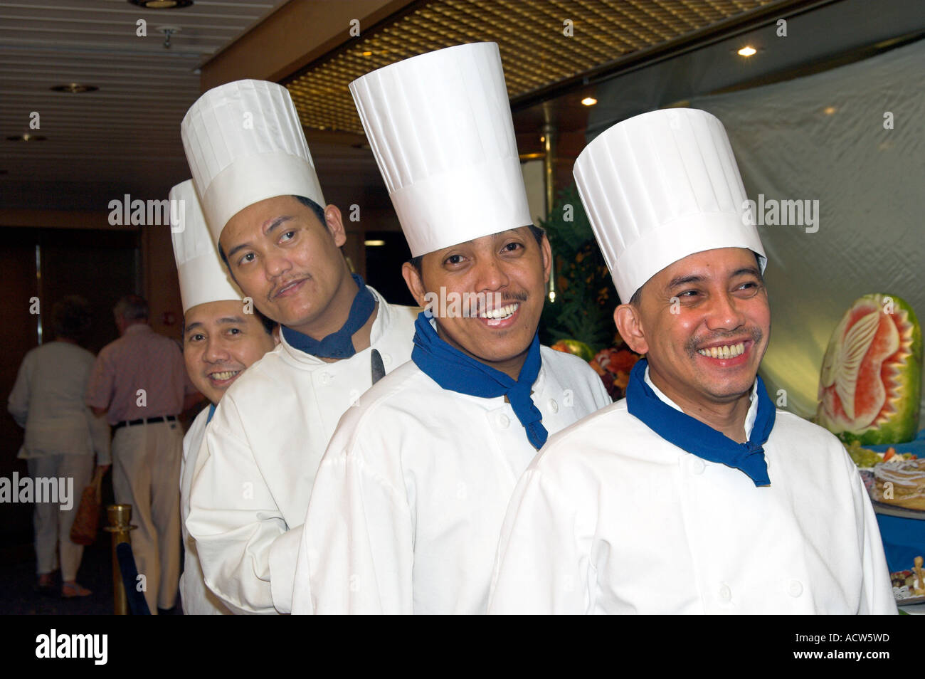 Chefs line on the Holland America cruise ship Zaandam Stock Photo - Alamy