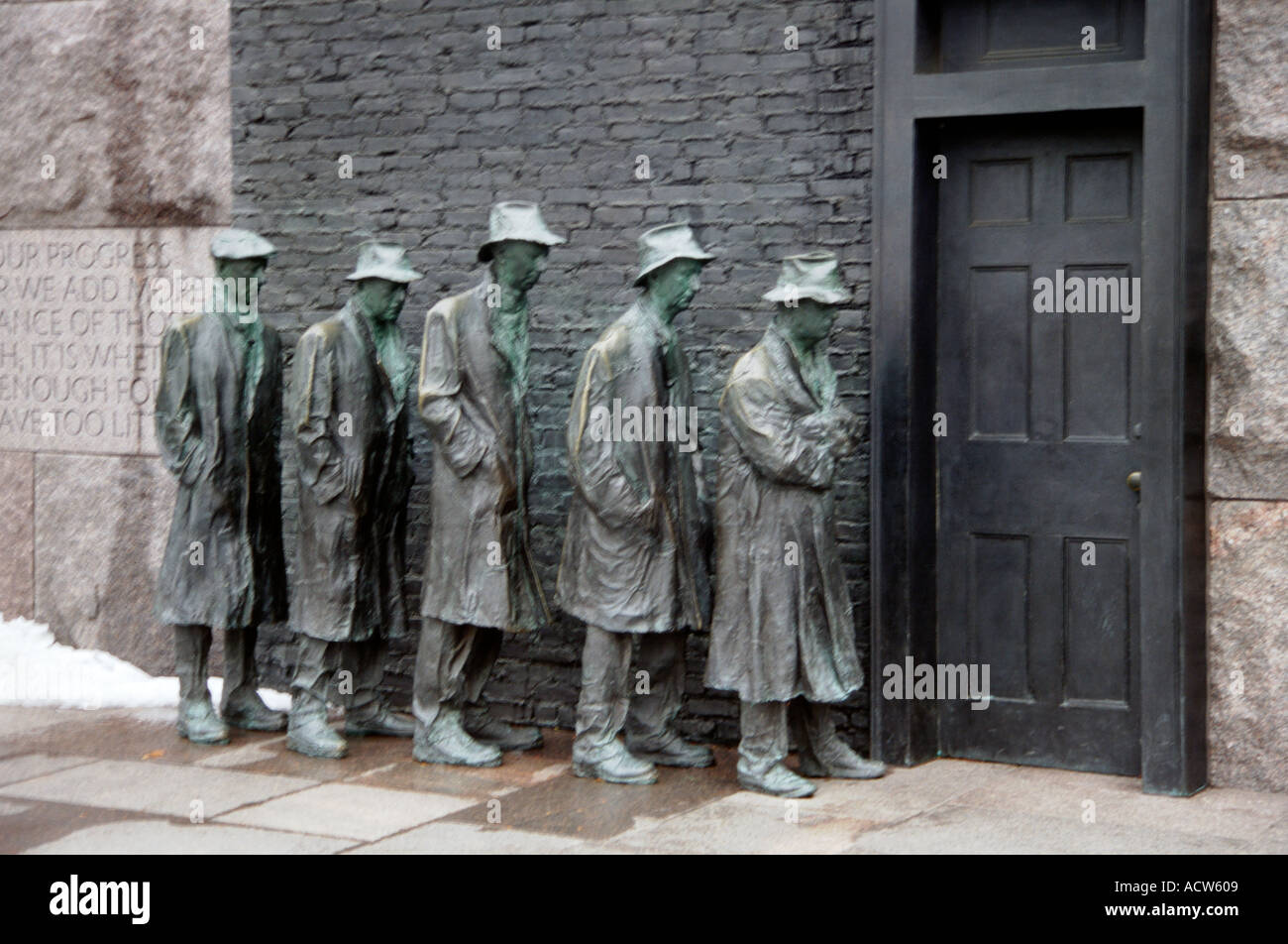 Statue of people waiting in bread line at FDR Memorial Washington DC ...