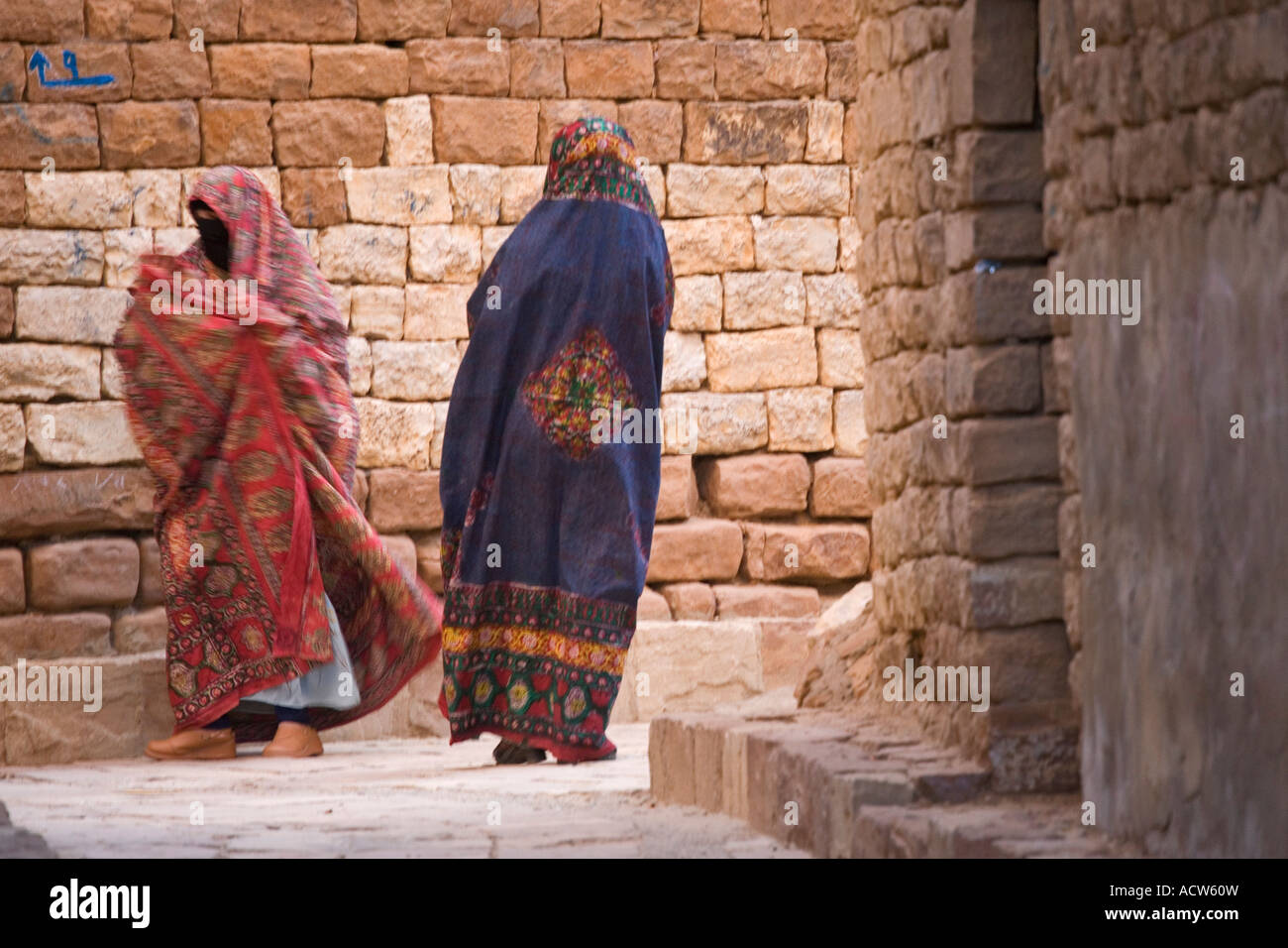Yemeni women in the village of Thulla wearing the traditional colourful ...