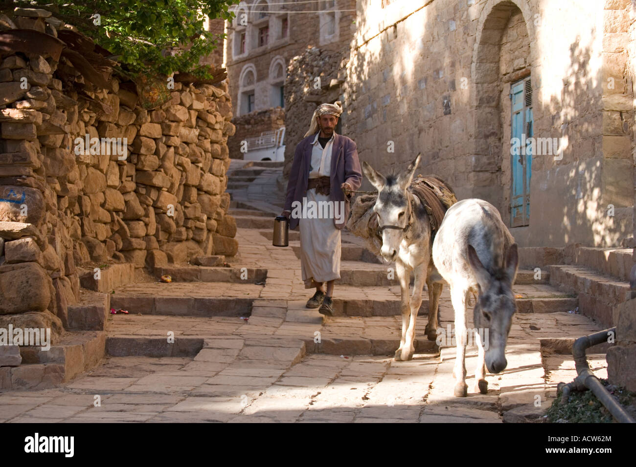 People along the streets of the old city of Thulla Yemen Stock Photo ...