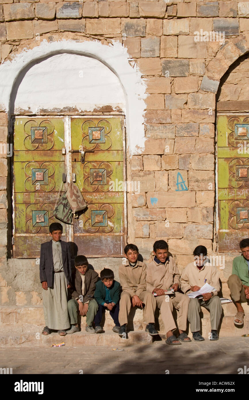 People along the streets of the old city of Thulla Yemen Stock Photo ...