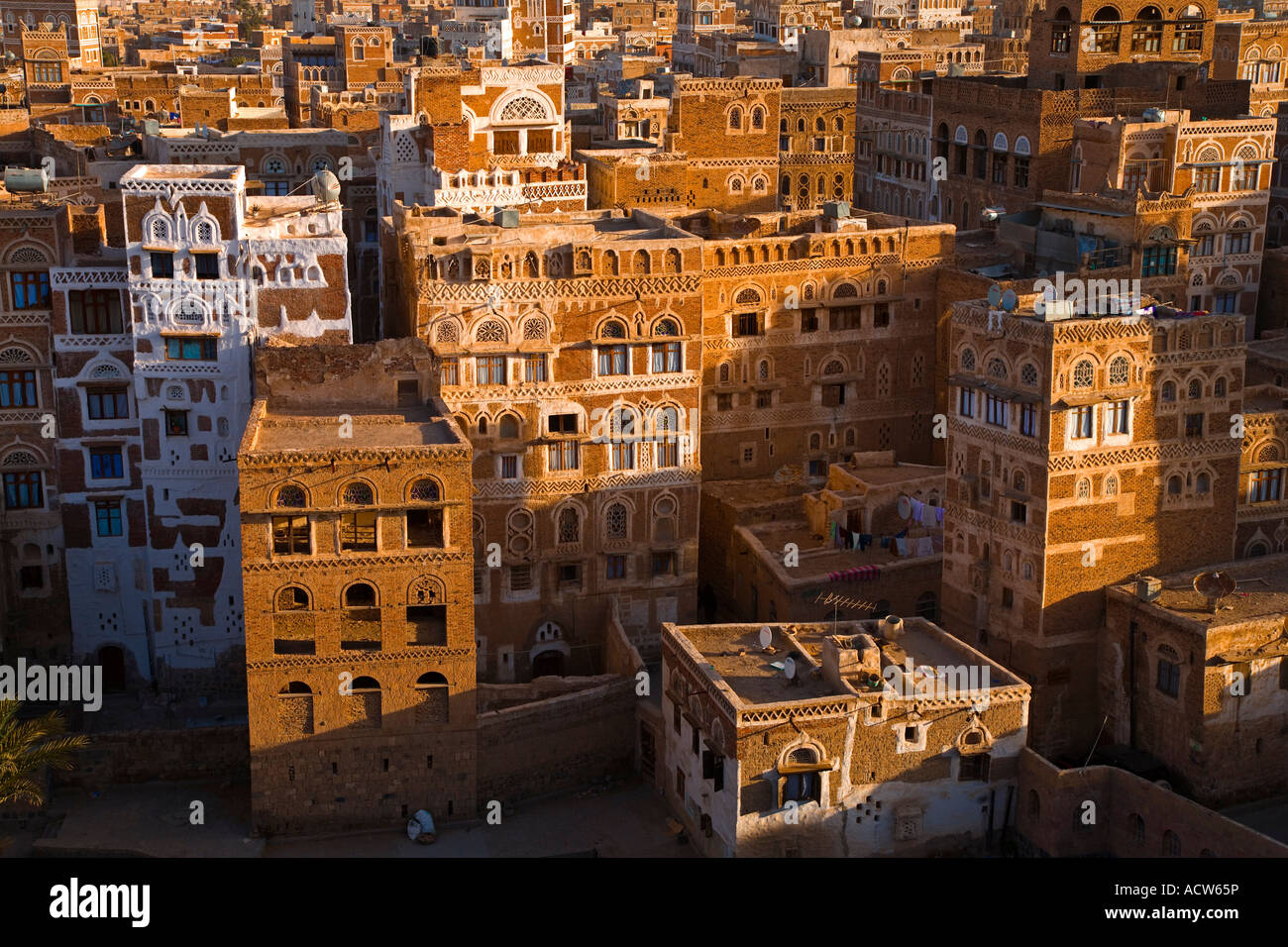 The unique architecture of the Unesco World Heritage City of Sanaa at ...