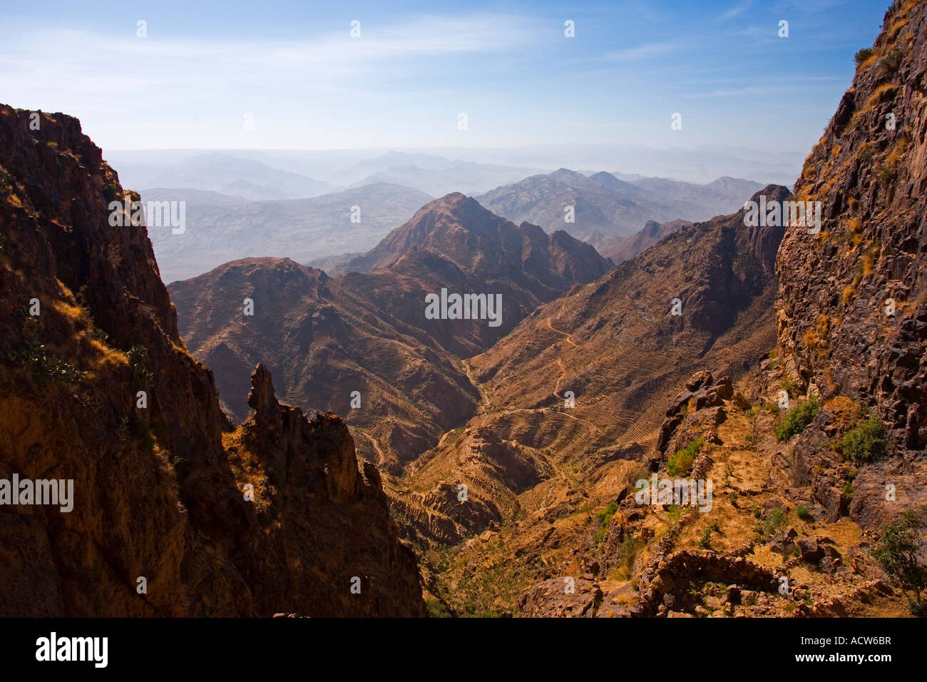 Landscape in the Haraz Mountains from the clifftop village of Shahara ...