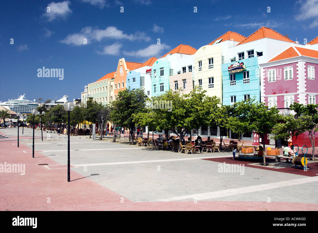 The brightly colored buildings and Dutch colonial architecture in ...
