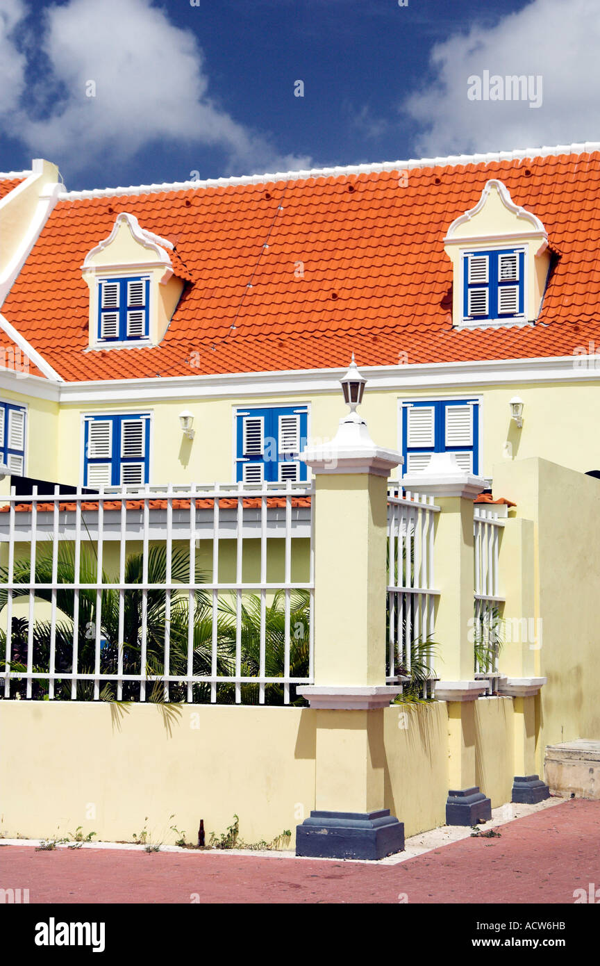 The brightly colored buildings and Dutch colonial architecture in ...