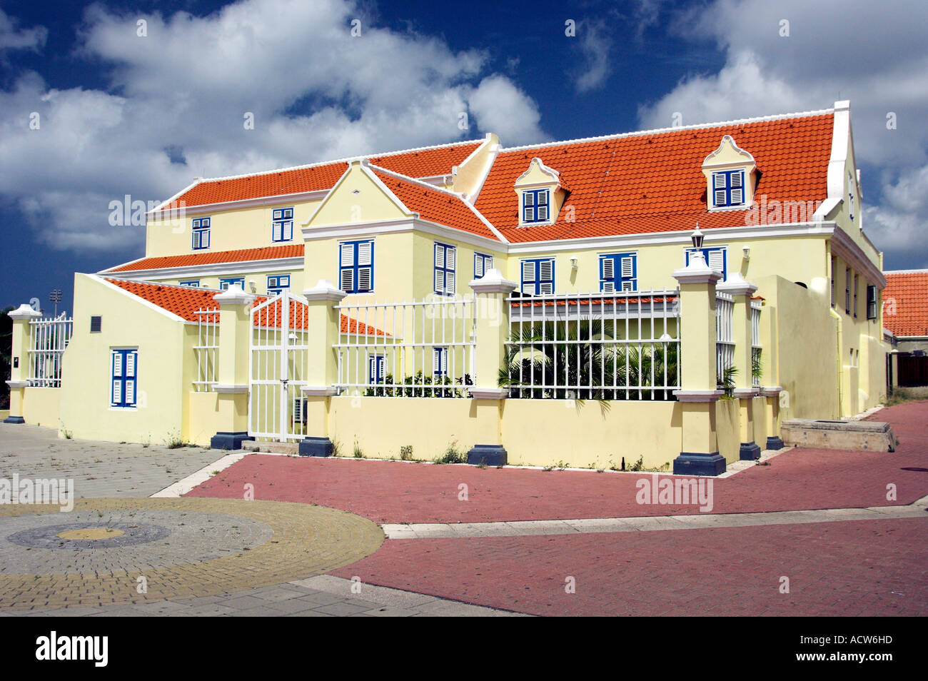 The brightly colored buildings and Dutch colonial architecture in ...