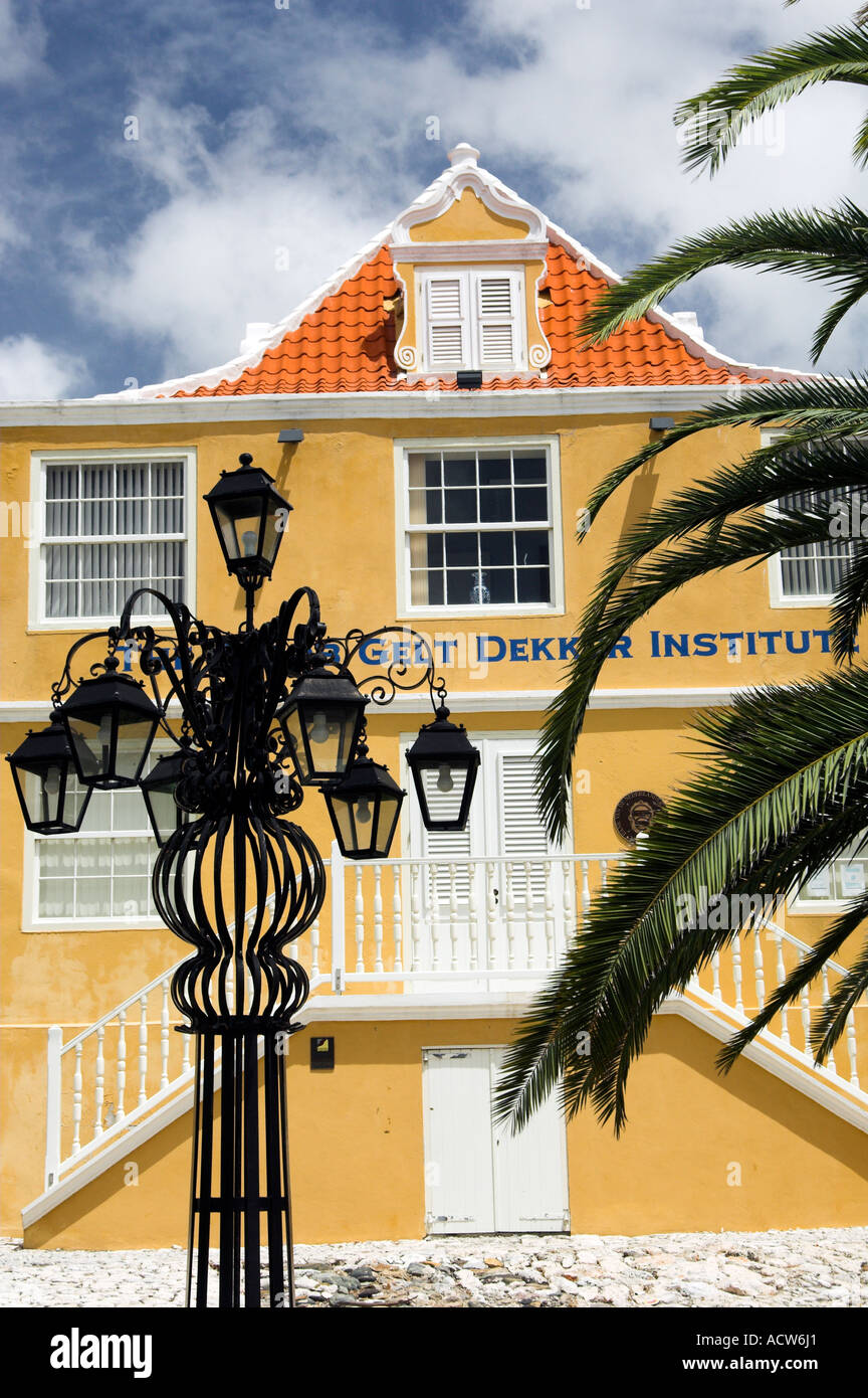 The brightly colored buildings and Dutch colonial architecture in ...