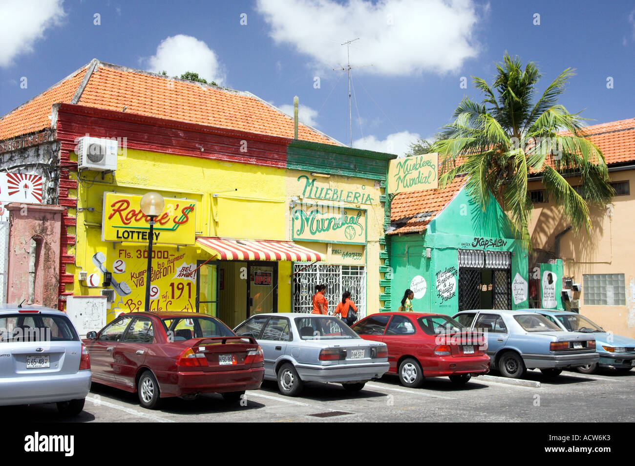 The brightly colored buildings and Dutch colonial architecture on the ...