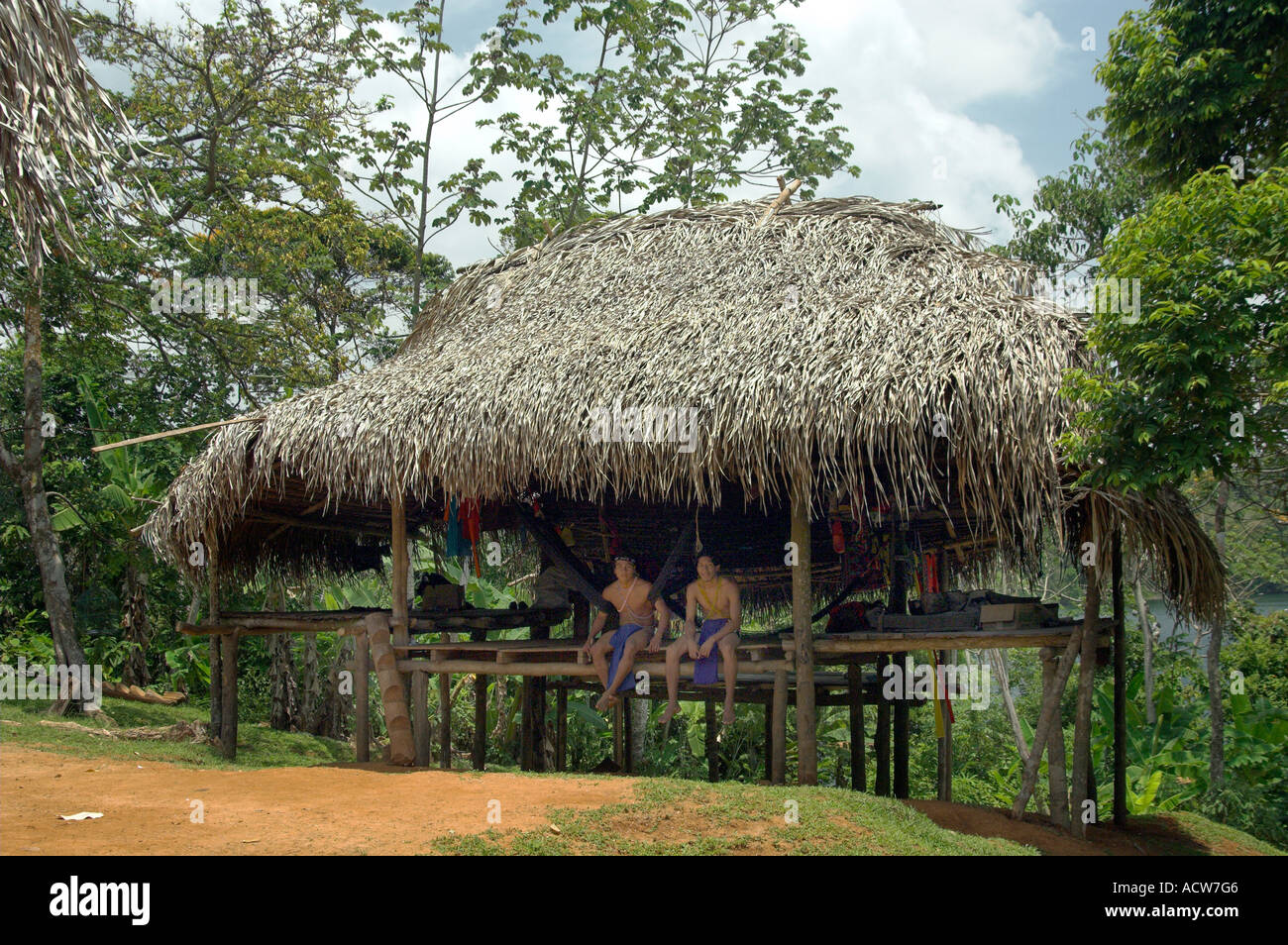 Native indian homes at the Embera Indian Village near Colon, Panama ...