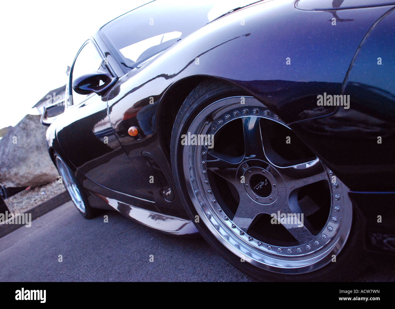 Mazda RX7 with chromed split rim alloy wheels Stock Photo - Alamy