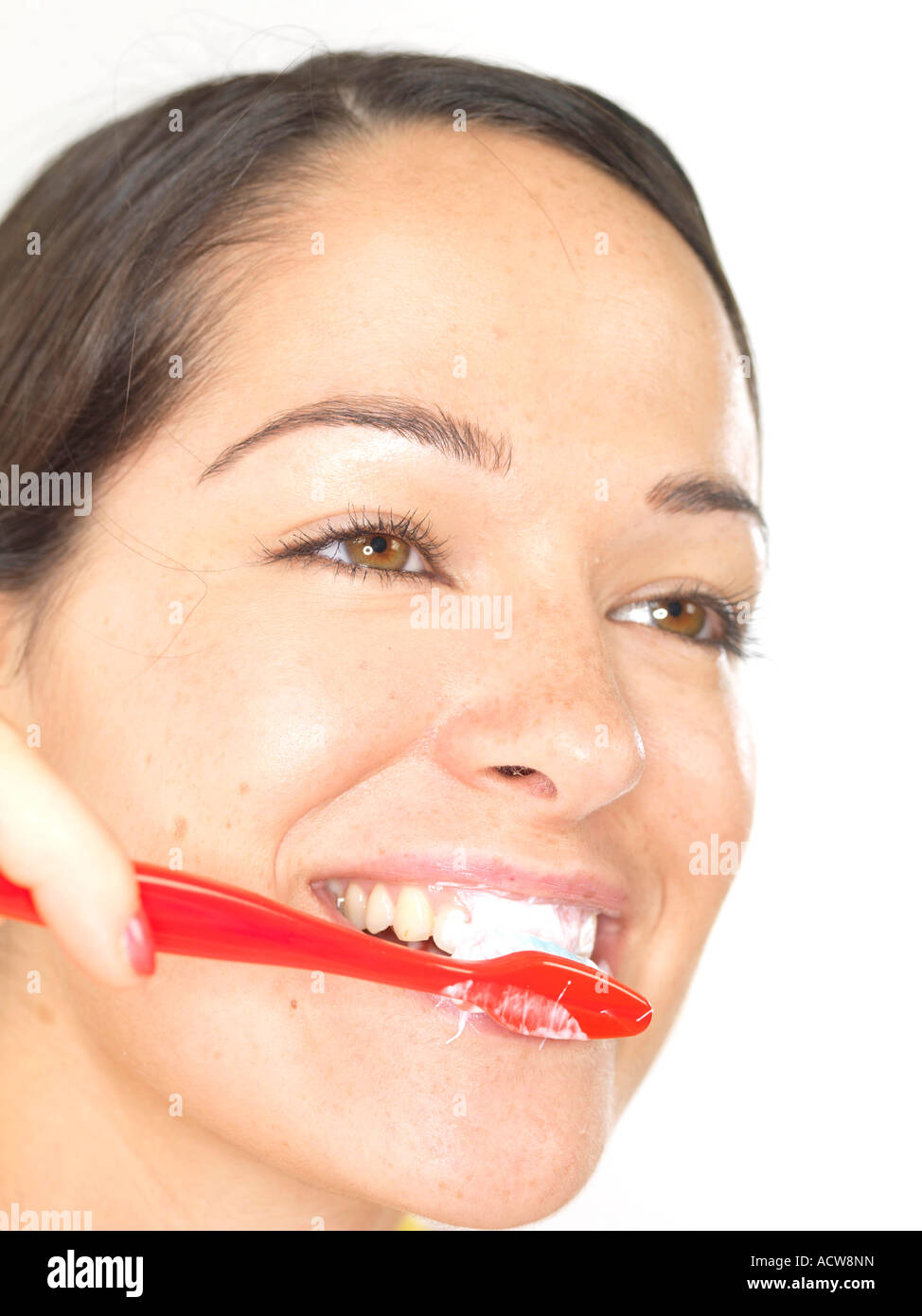 Young Woman Brushing Teeth Model Released Stock Photo - Alamy
