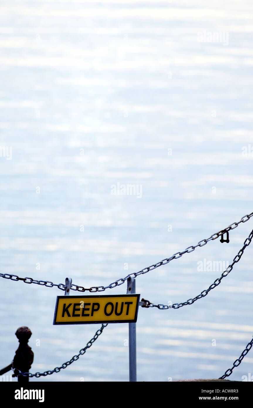 Keep out sign against sea background Stock Photo - Alamy