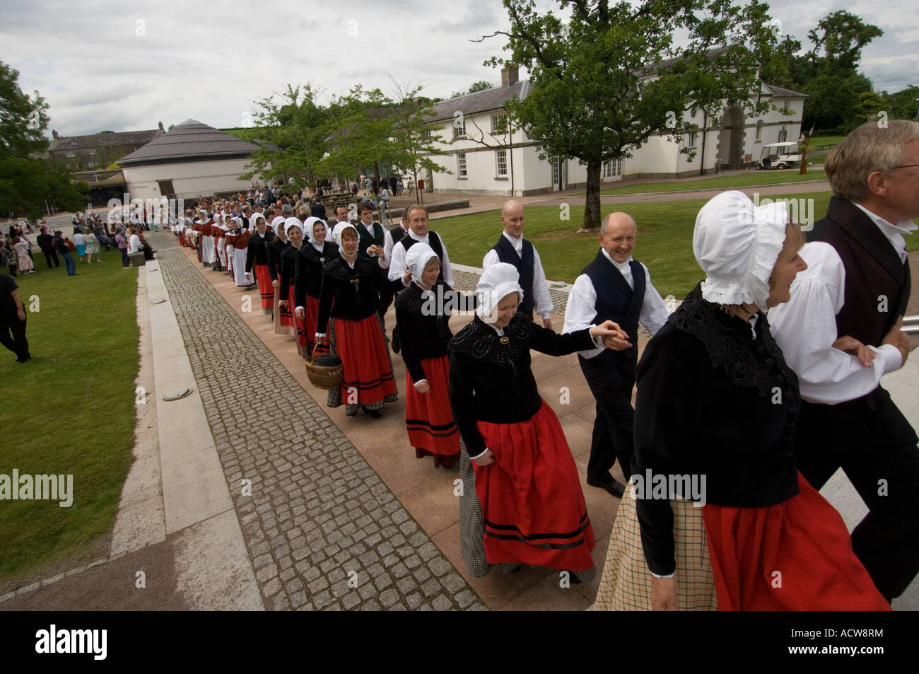 Massed welsh folk dancing teams at Botanic Gardens of Wales 16 june ...