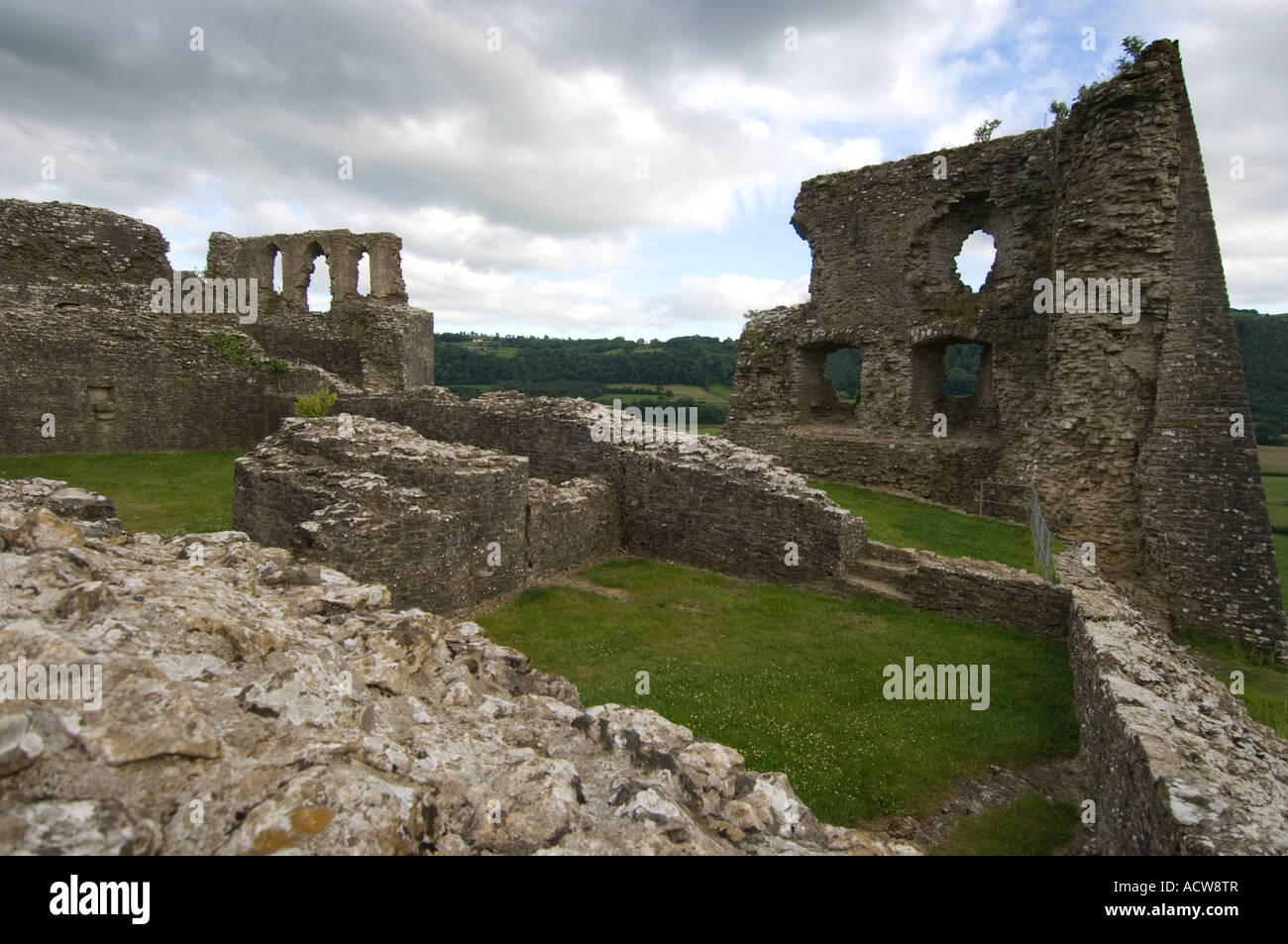 the ruins of Dryslwyn Castle Tywi valley Carmarthenshire west wales UK ...