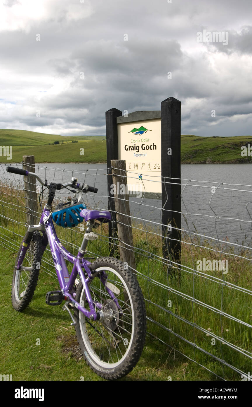 Graig Goch resevoir and dam Elan Valley Powys mid Wales with bike Stock ...