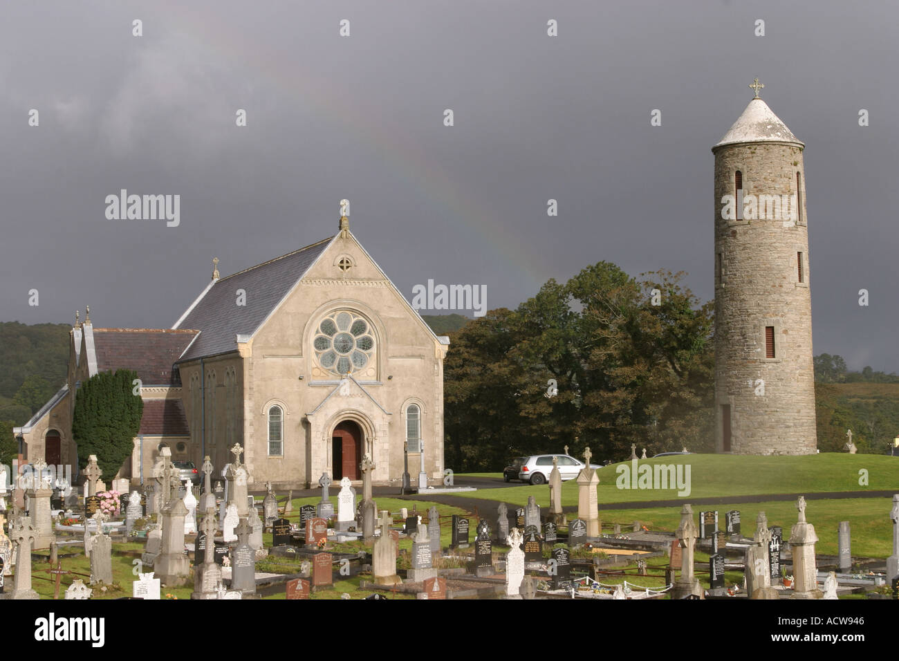 Ireland County Donegal Bruckless Round Tower in Churchyard Stock Photo ...